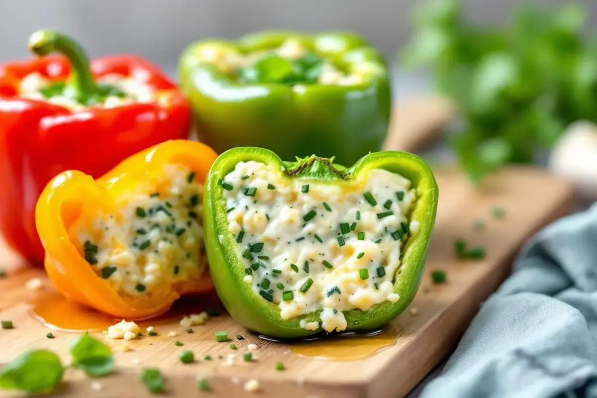 Je farcis mes poivrons de fromage frais parfumé aux herbes : un délice ...